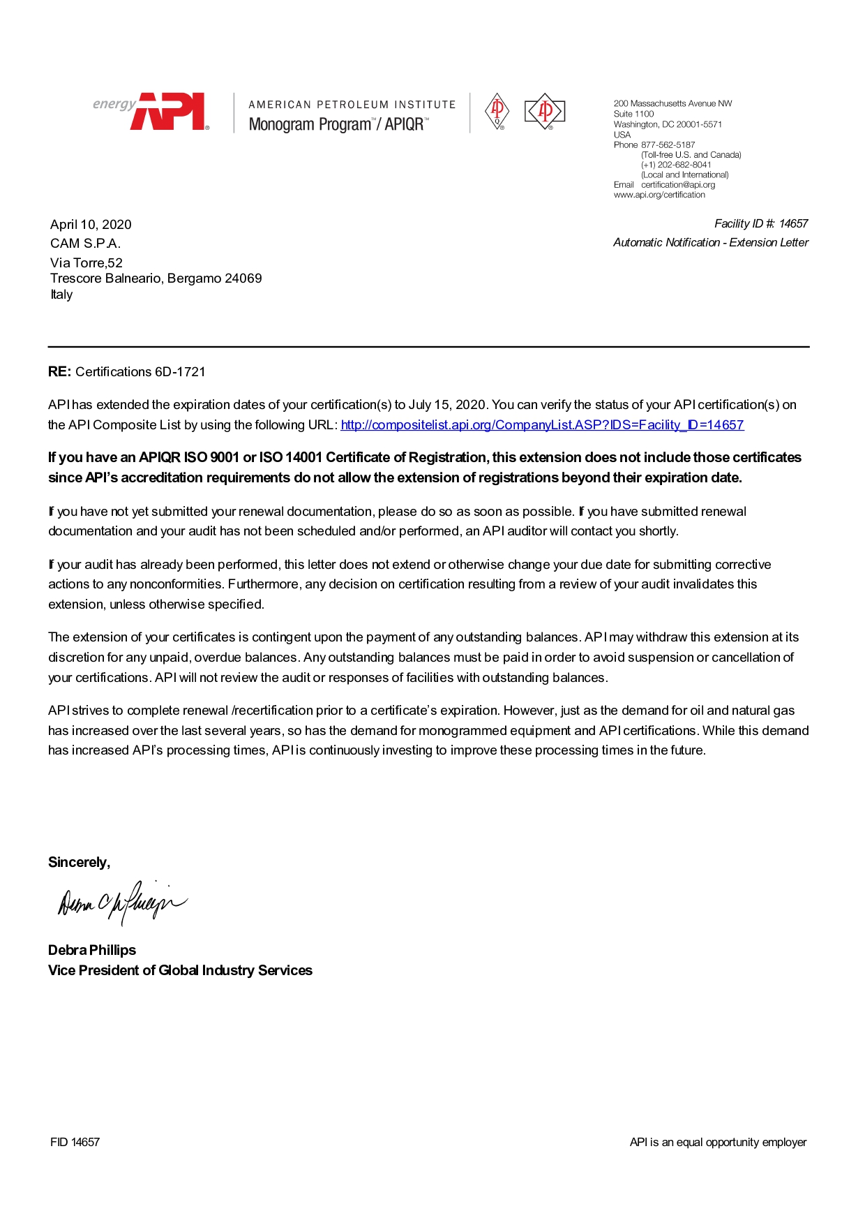 Extended API 6D certification | CAM Valves